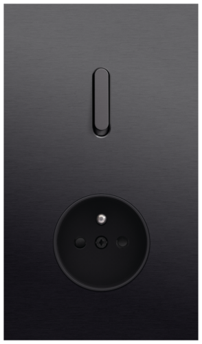 One single switch function and a socket outlet function, vertical 60 mm ...