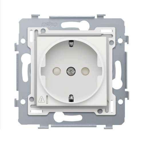 Socket outlet, 71 x 71 mm, with side earthing, shutters and plug-in ...