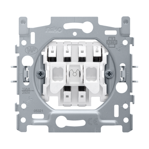Base for a two-circuit switch, 10 A, plug-in terminals